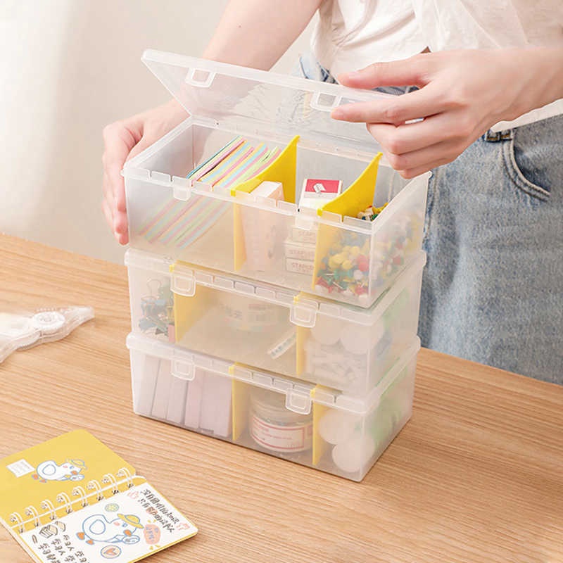 Multi-compartment Transparent Storage Box Split Compartment Plastic Box ...