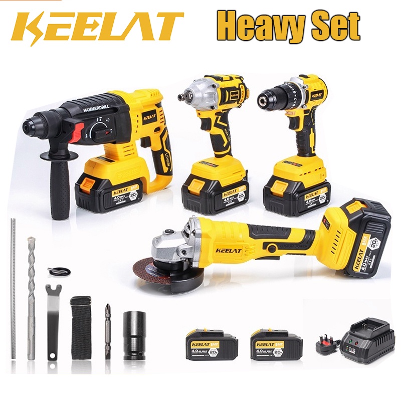 KEELAT 4-in-1 Brushless Impact Drill Impact Wrench Angle Grinder Hammer ...