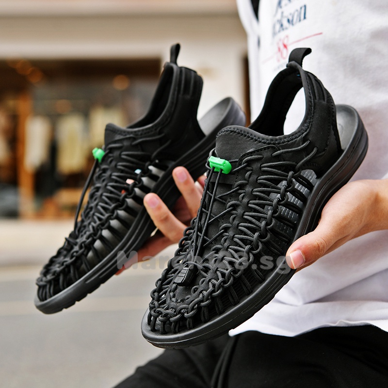 Solid Color Sandal Woven Sandals For Men Outdoor Wear Big Size Anti ...