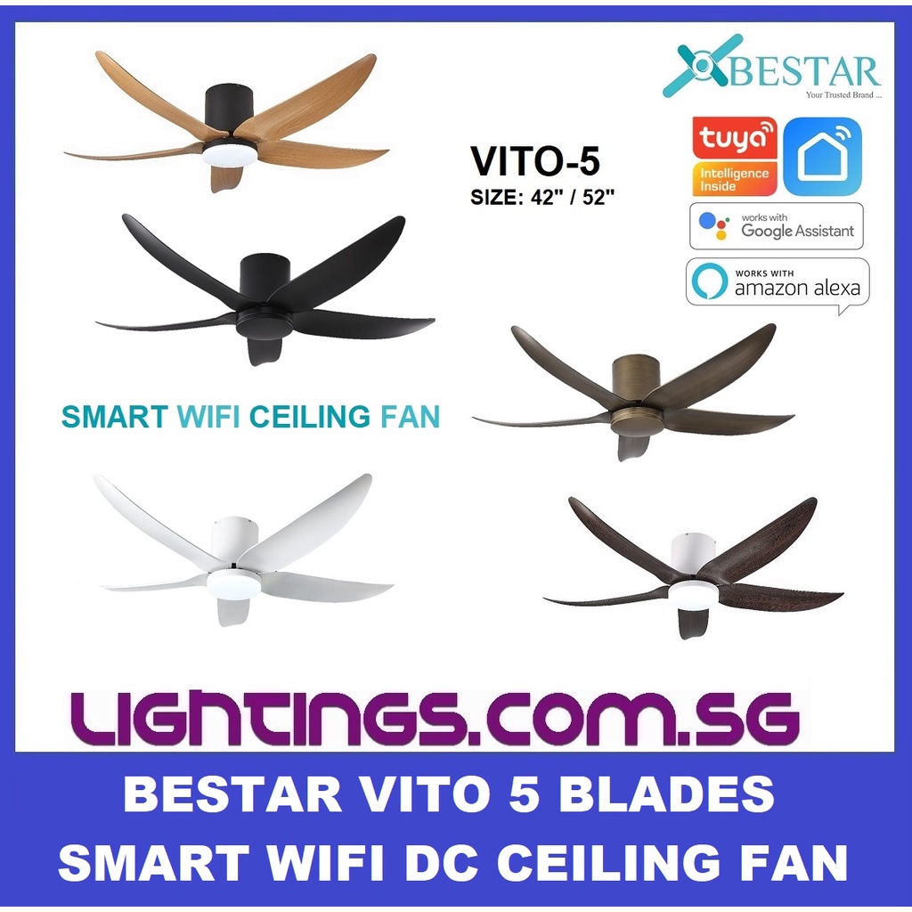 BESTAR VITO 5 - SMART WIFI DC CEILING FAN | Shopee Singapore