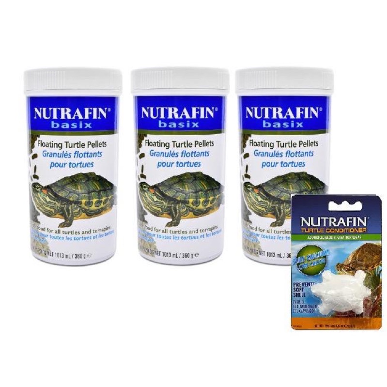 Nutrafin Basix Floating Turtle Pellet (360g x 3) + Turtle Conditioner ...
