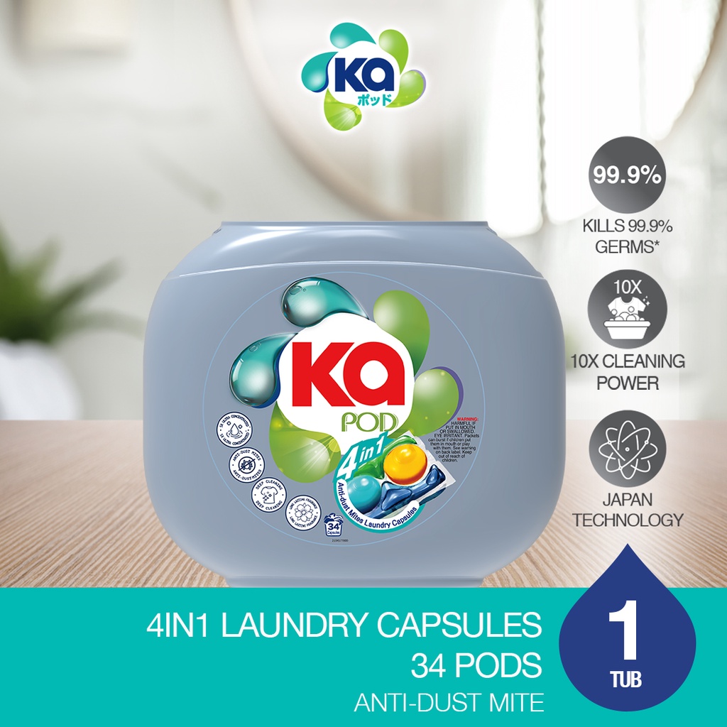 [New Look] Ka 4in1 Laundry Capsules 34 Pods – Anti-Dust Mite | Shopee ...