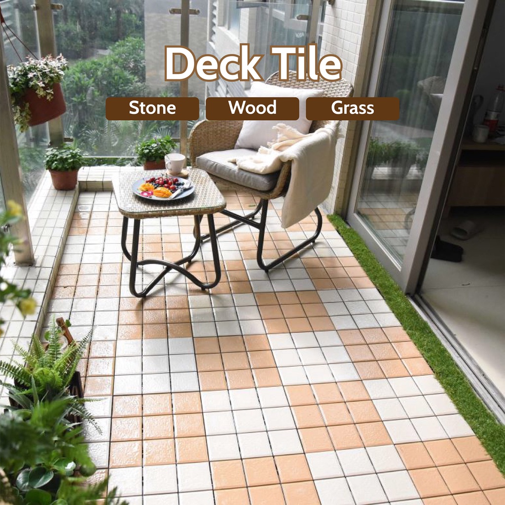 Dekorea Stone and Grass Decking tile outdoor balcony toilet Water Proof ...