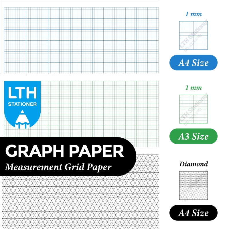 LTH Graph Paper Measurement Square Grid / Diagonal (Diamond) Grid Paper ...