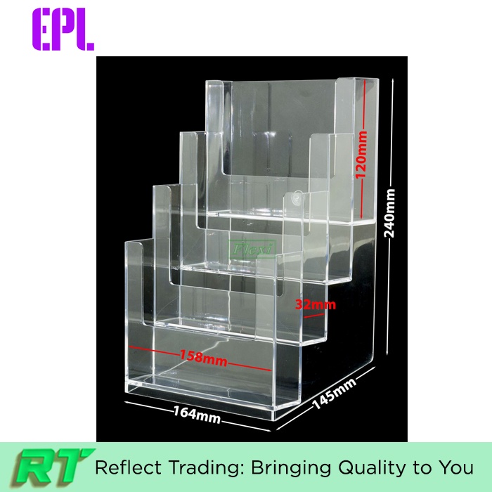 N-70 4-Tiers A5 Size Acrylic Stand 100% Transparent and Clear Display ...