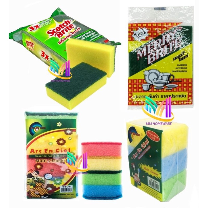 3M Scotch Brite General Duty Scrub Sponge / Merry Brite Scouring Pad ...