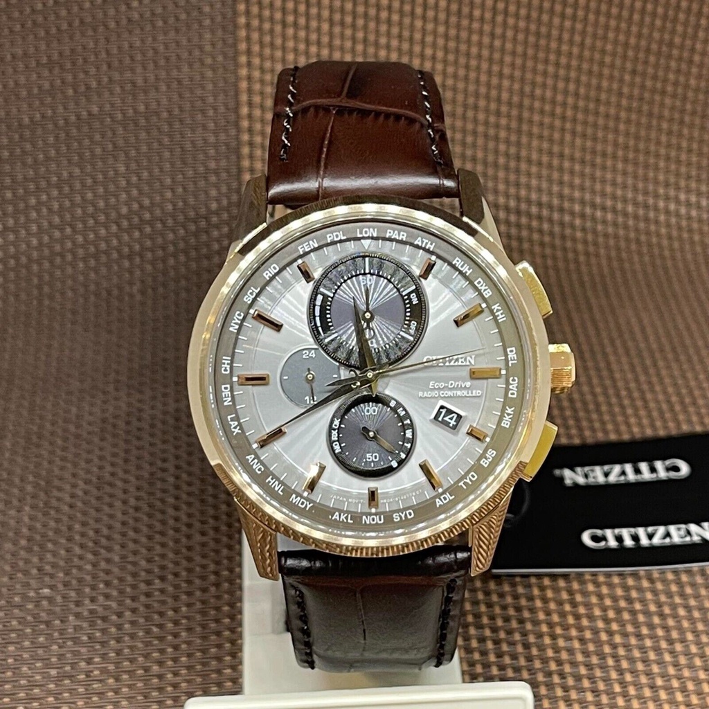 Citizen Eco-Drive AT8113-12H Chronograph Perpetual World Time Men's ...