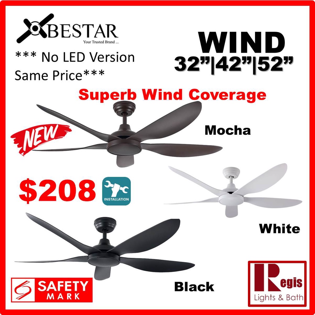 Yes Install BESTAR Ceiling Fan LED Light WIND DC Motor 32|42|52INCH ...