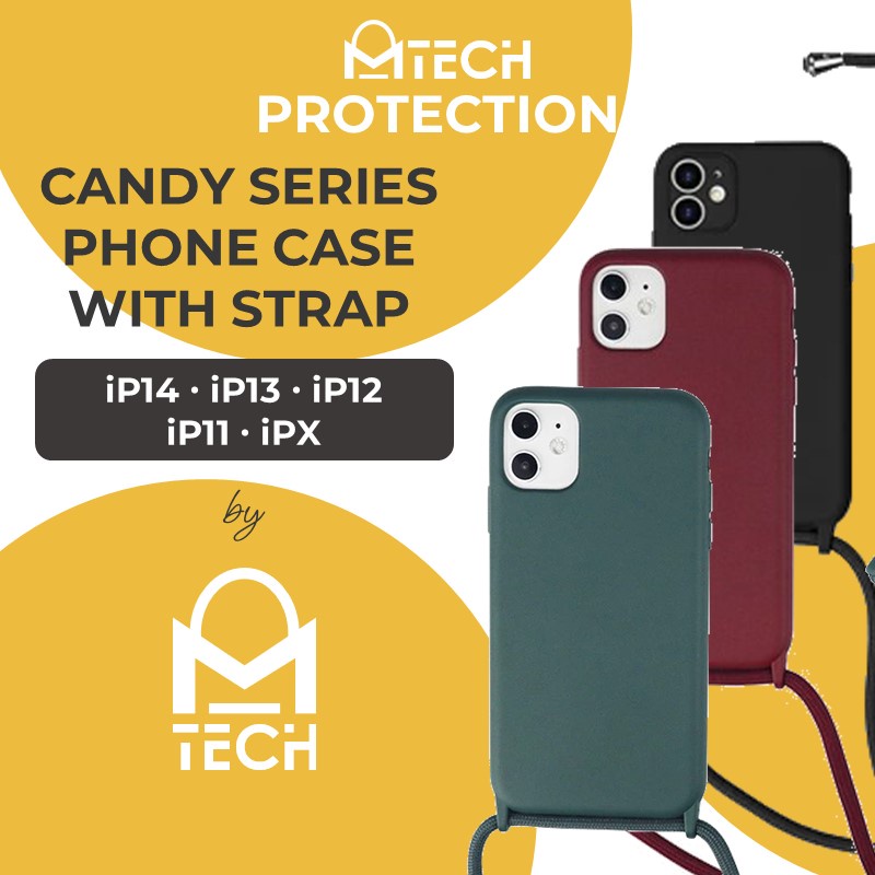 MTech For Phone Case Candy Series iPhone 14 13 12 Pro max Mini 11 SE 2022 Plus Strap Straps ...