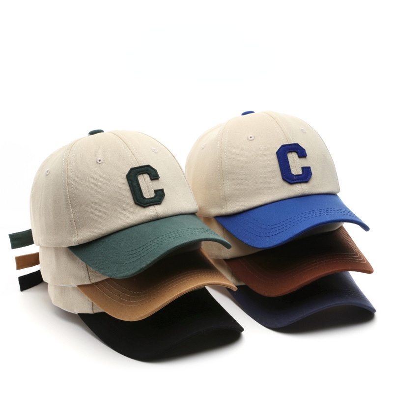 Japanese Couple Cap Women Letter C Embroidery Baseball Cap Cotton ...