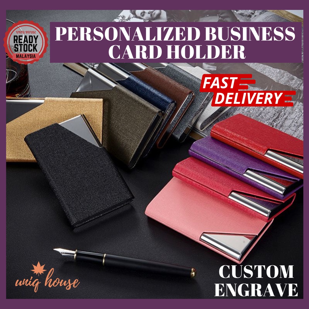 UNIQ Personalized Custom Engrave PU Stainless Steel Business Card ...