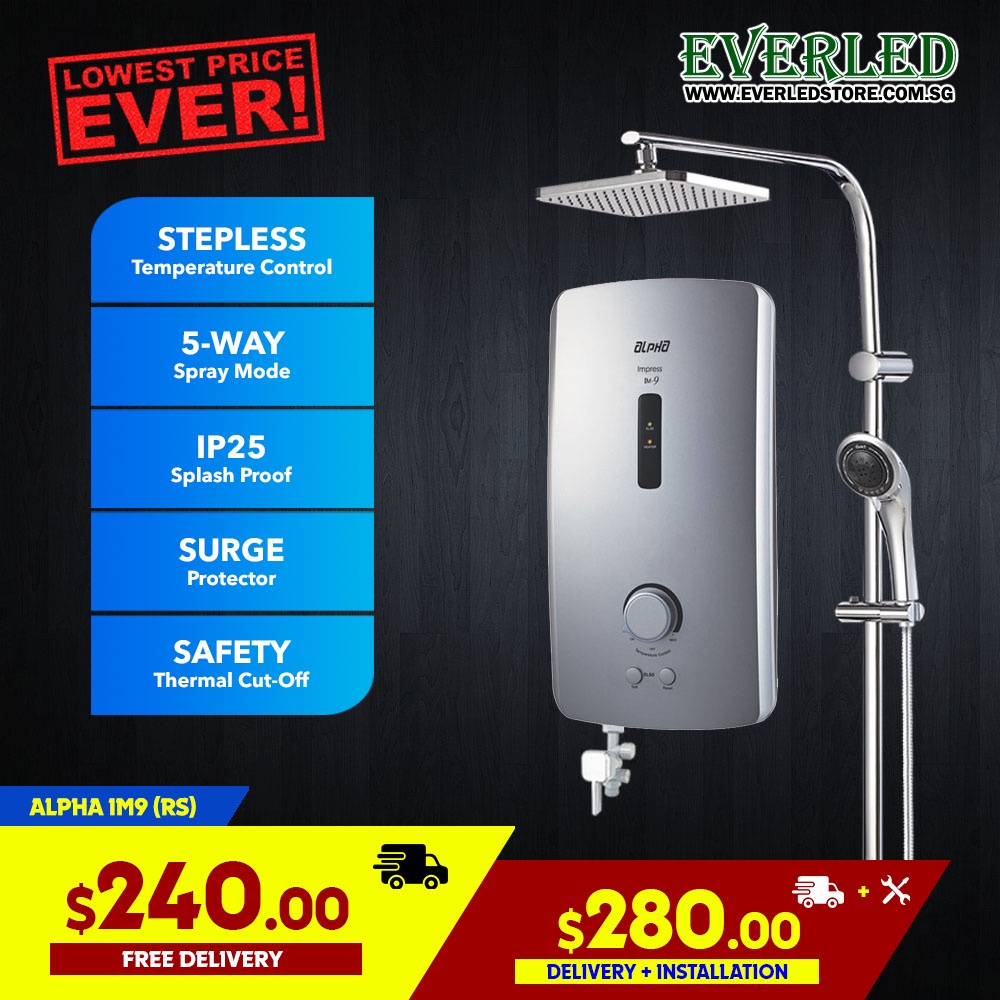 Alpha Instant Shower Heater (ALPHA IMPRESS 9 - RAIN SHOWER SET ...