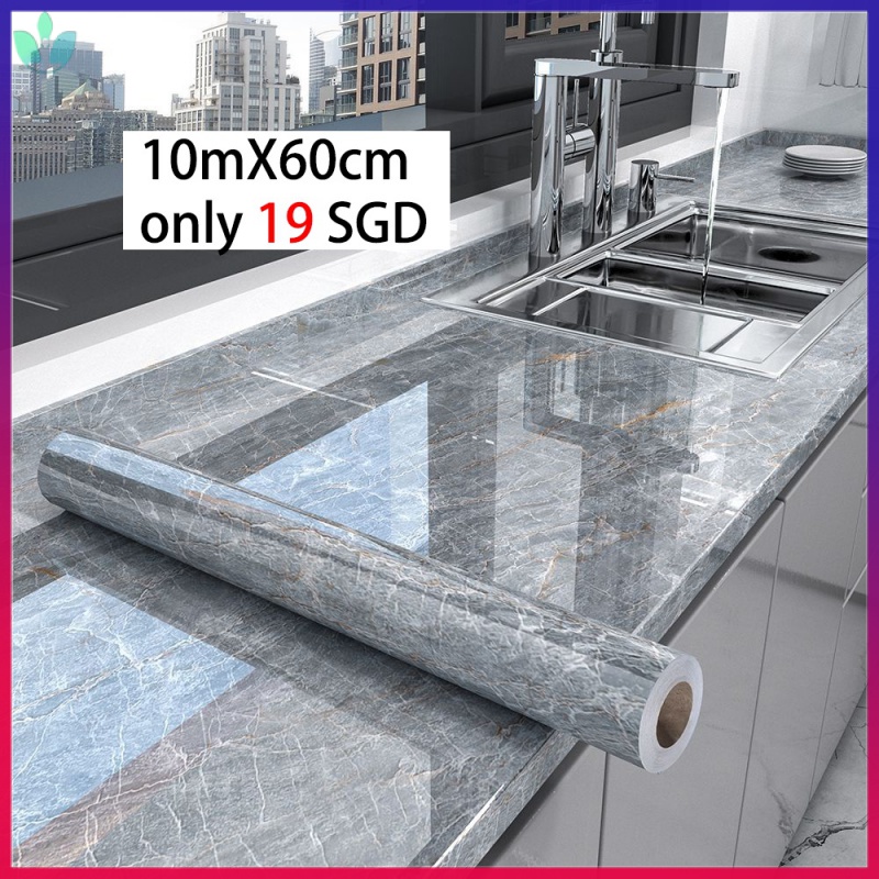 10mX60cm Marble Kitchen Oilproof Sticker Waterproof Self-Adhesive ...