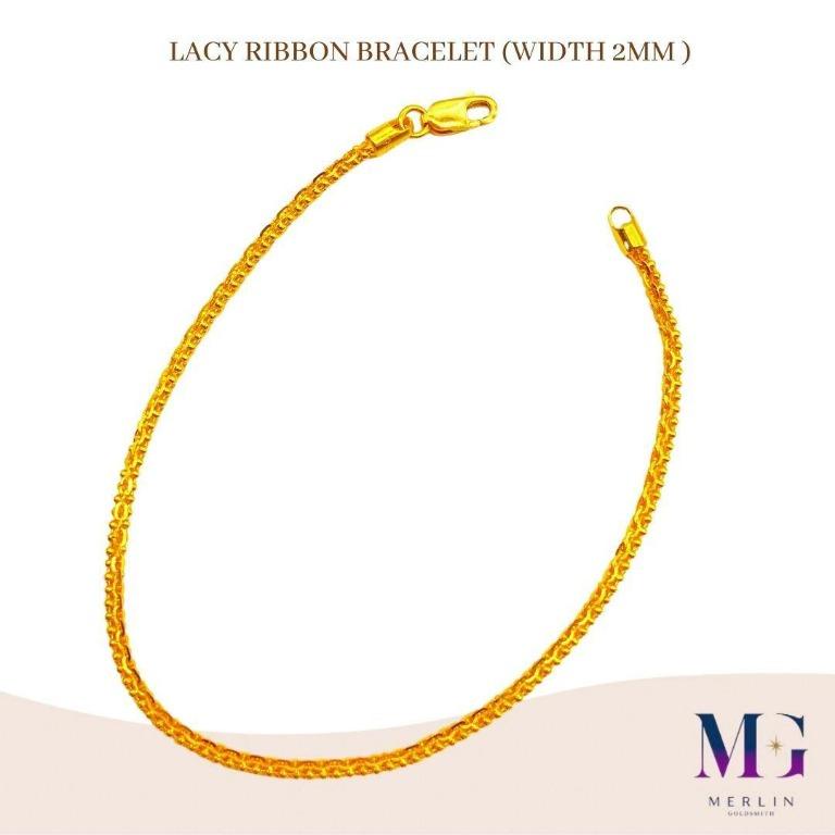 Merlin Goldsmith 22K 916 Gold Lacy Ribbon Bracelet (Width: 2mm ...