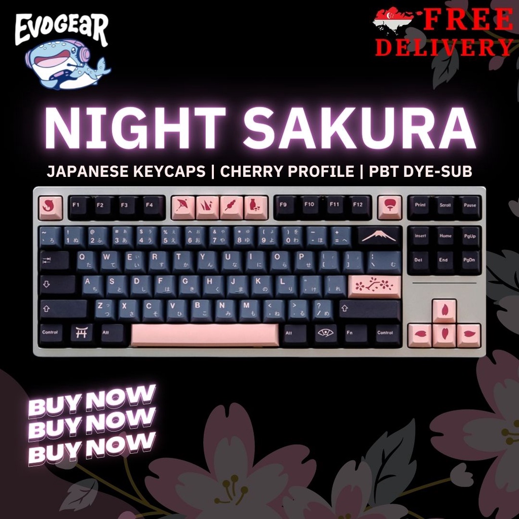 [SG READY STOCK] Night Sakura Keycaps | 134 Keys | Cherry Profile | PBT ...