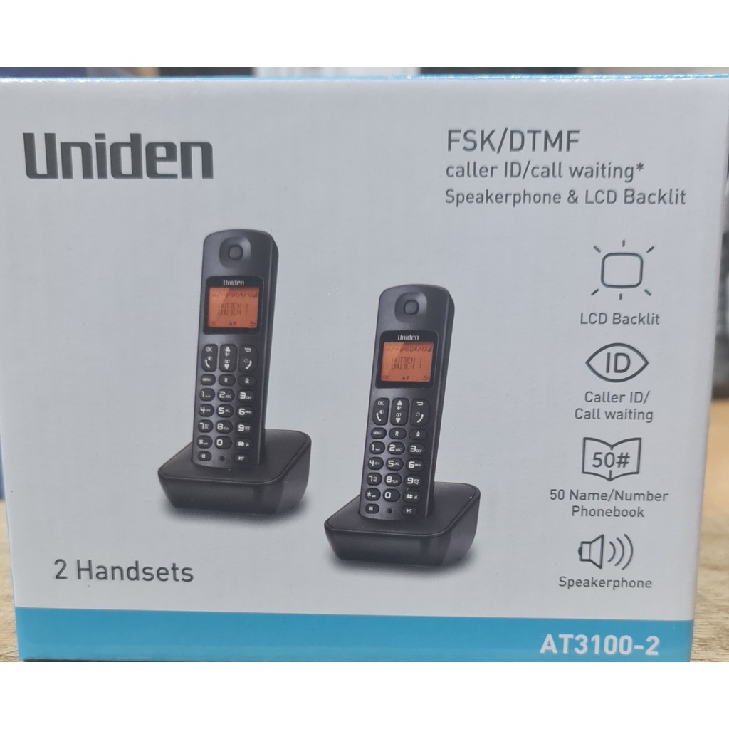Uniden AT3100-2 TWIN CORDLESS PHONE | Shopee Singapore