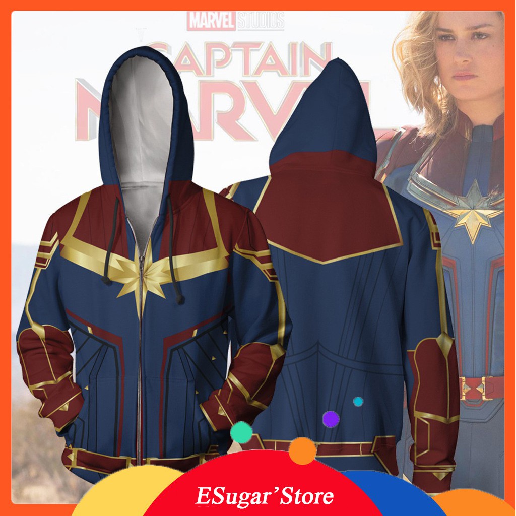Women Ms Marvel Cosplay Sweatshirt Super Hero Captain Marvel Hoodie ...