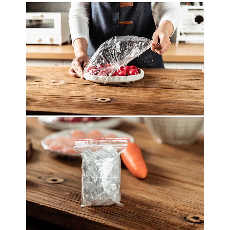 Plastic wrap set 100pcs disposable preservation cover Plastic wrap PE ...