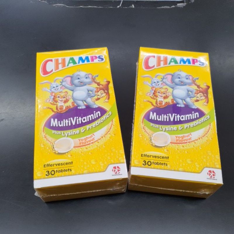 Champs Effervescent Multivitamin Plus Lysine & Prebiotics 30s (Yoghurt ...