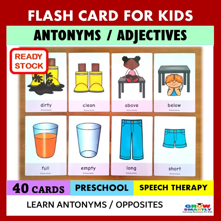 40 pcs Antonyms Flash Card for Kids English Flash Card Educational Card ...