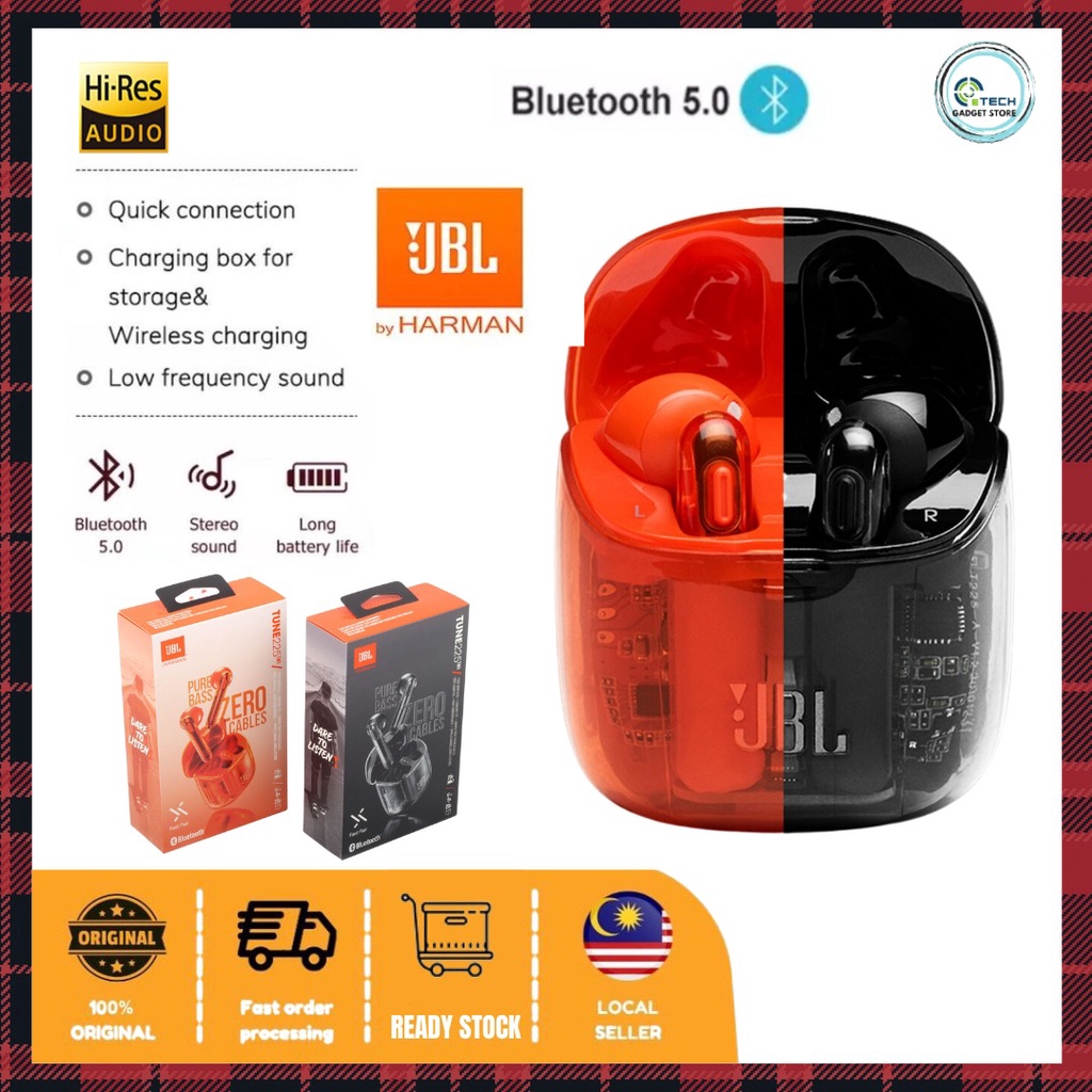 JBL TWS 5.1 T225 tws Wireless Bluetooth Earphone TWS Sports Earbuds ...