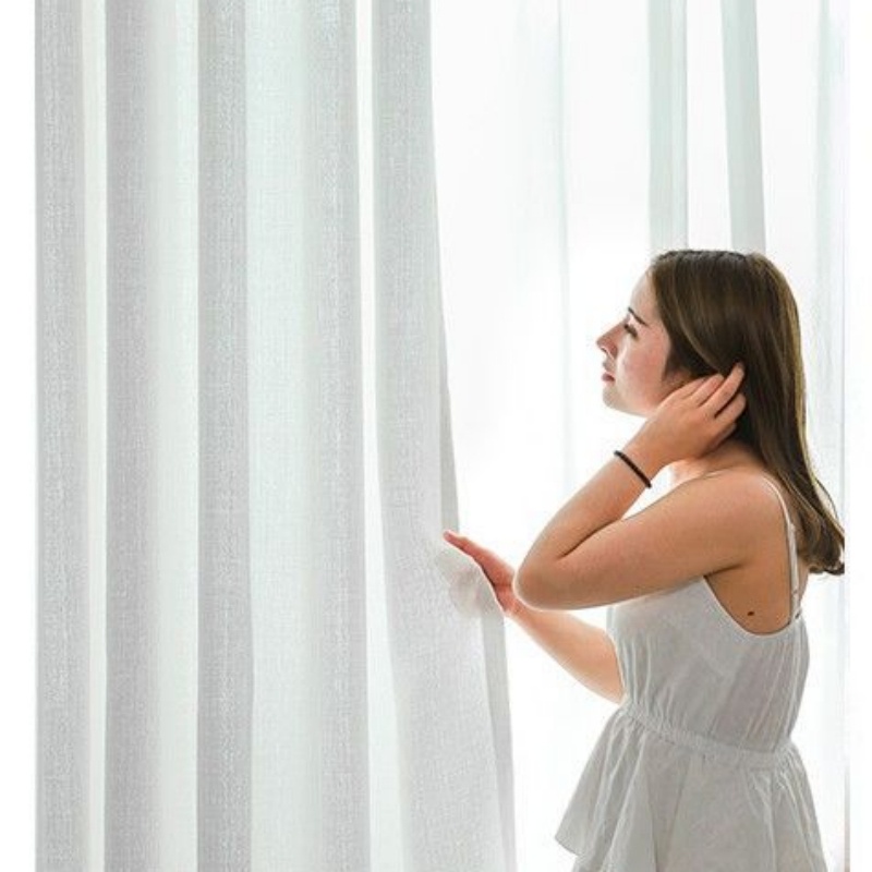 Ready Stock White Gauze Curtains Light-Proof Messy Hemp Yarns Shading ...