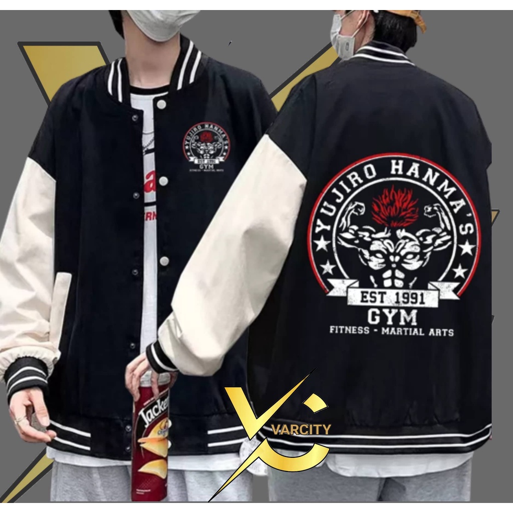 Anime BASEBALL VARSITY JACKET YUUJIROU HANMA BAKI JACK GYM MARTIAL ARTS ...