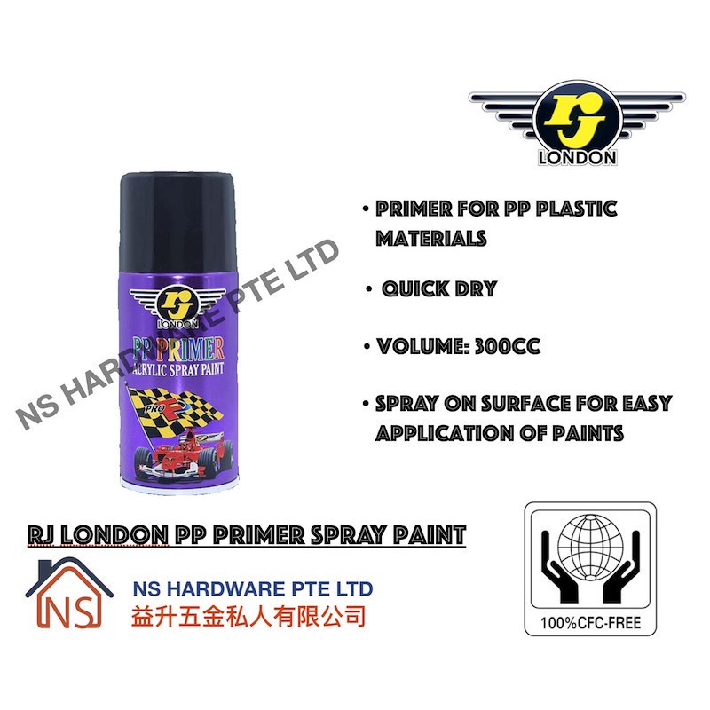 RJ London PP Acrylic Primer Spray Paint / Polypropylene Aerosol Primer ...
