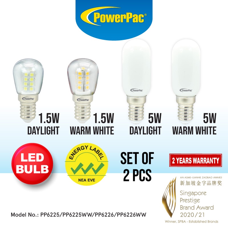 PowerPac 2X Cooker Hood Bulb, LED Bulb 1.5/5W E14 Day Light/Warm White ...