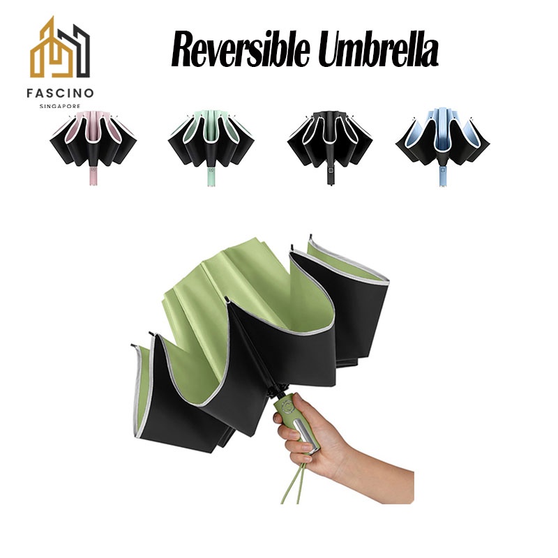 【SG】Reversible Umbrella Folding Windproof UV Protection Reverse ...