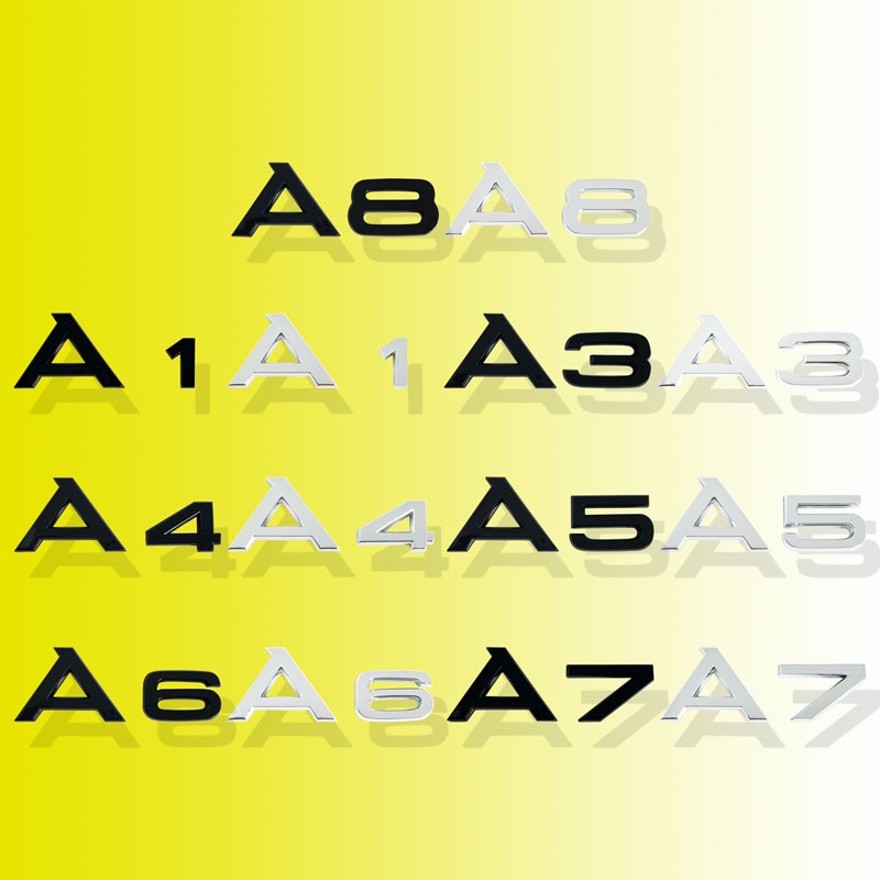 1PCS ABS Letters Badge Car Rear Emblem Sticker For Audi A1 A2 A3 A4 A5 ...
