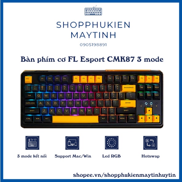Fl-esports CMK87 Polar Night Black 3 Mode Wireless Mechanical Keyboard ...