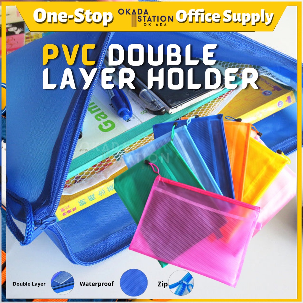 OKADA Double Layer PVC Zipper Bag / Fail Buku Teks / Zipper PVC Bag ...