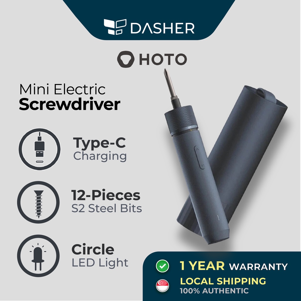 HOTO Mini Electric Screwdriver 3.6V Type C 12 Bits LED Light 3 Torque ...