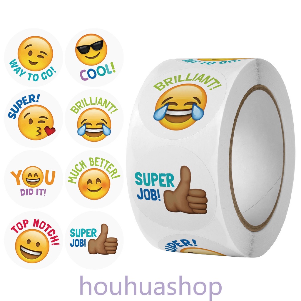 500pcs/roll 8 Expressions Smiley Face School Teacher Reward Label Kids ...