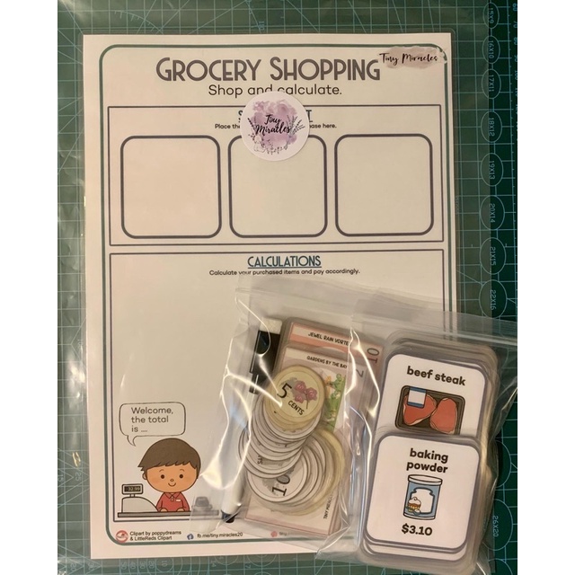 Counting Money (Play Pretend Grocery Shopping Set) A4 size | Shopee ...
