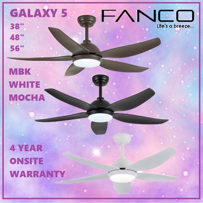 FANCO GALAXY 5 CEILING FAN 38" 48" 56" MODERN DESIGN | Shopee Singapore