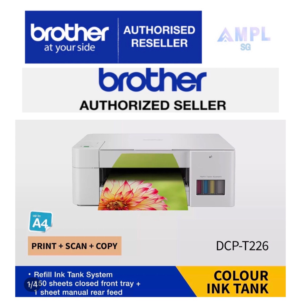 Brother DCP-T226 A4 3-in-1 Colour Ink Tank Printer | Refill Ink Tank | Print | Scan | Copy T226 ...