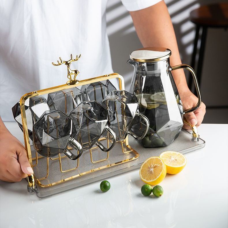 Cold Water Bottle Diamond High-End Glass Cup Household Set Living Room ...
