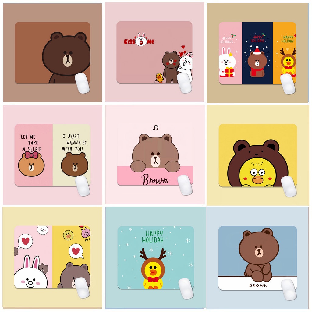 Cute Brown Bear Mouse pad cartoon Non-slip Mousepad work and study desk ...
