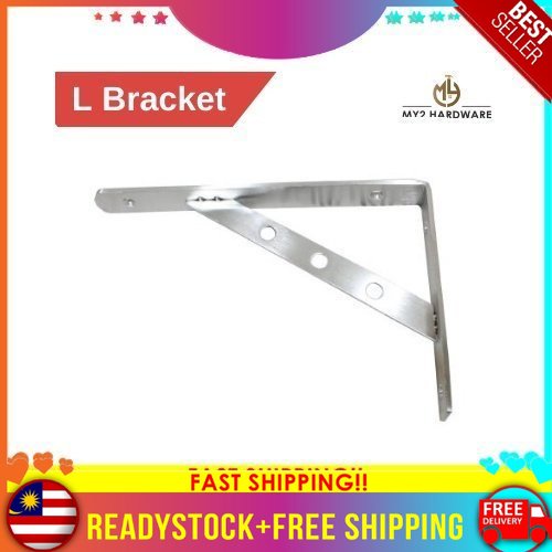 10'' Heavy Duty White & Black Wall Shelf Shelving L Bracket Wall Mount ...