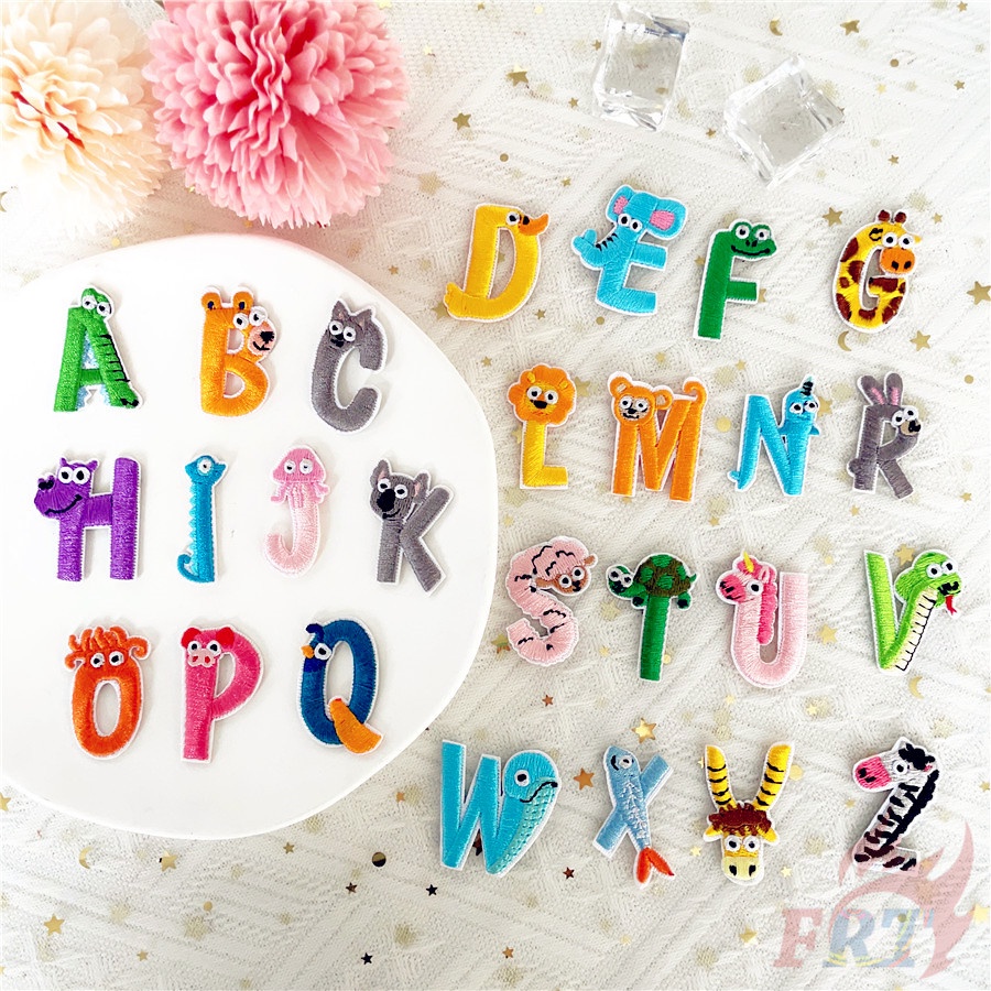 ️ Iron-on Patch：Mini Q Funny Cartoon Animals Letters ️1Pc Alphabets Diy ...
