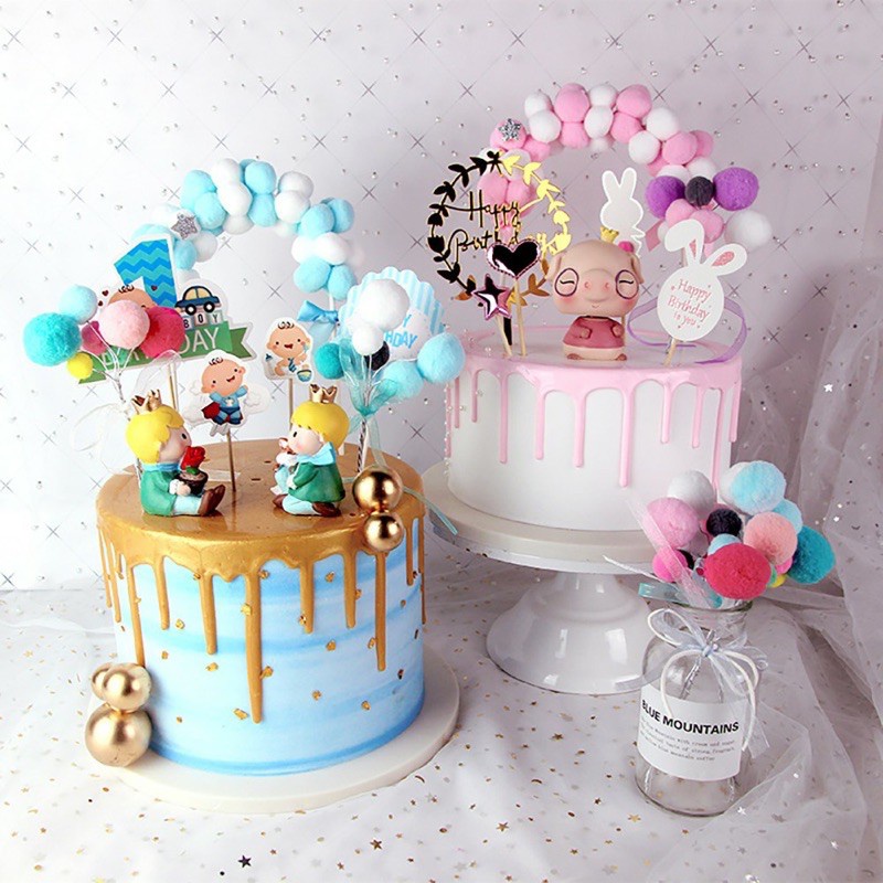 Colorful Gapura BALL CLOUD Cake Topper/ pom pom balloon gate/ tart Cake ...