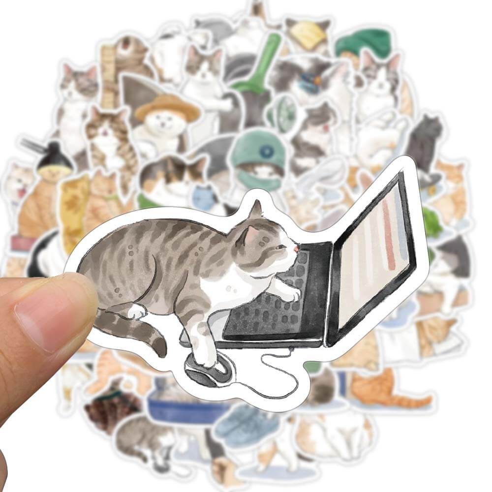 53PCS Cute Cat Animal Graffiti Stickers DIY Luggage Laptop Skateboard ...