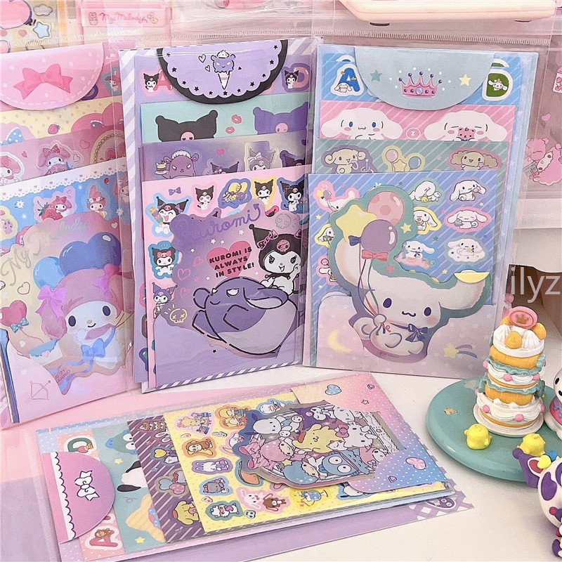 Sanrio Stickers Set Kawaii kuromi Cinnamoroll Hello Kitty Sticker Hand ...