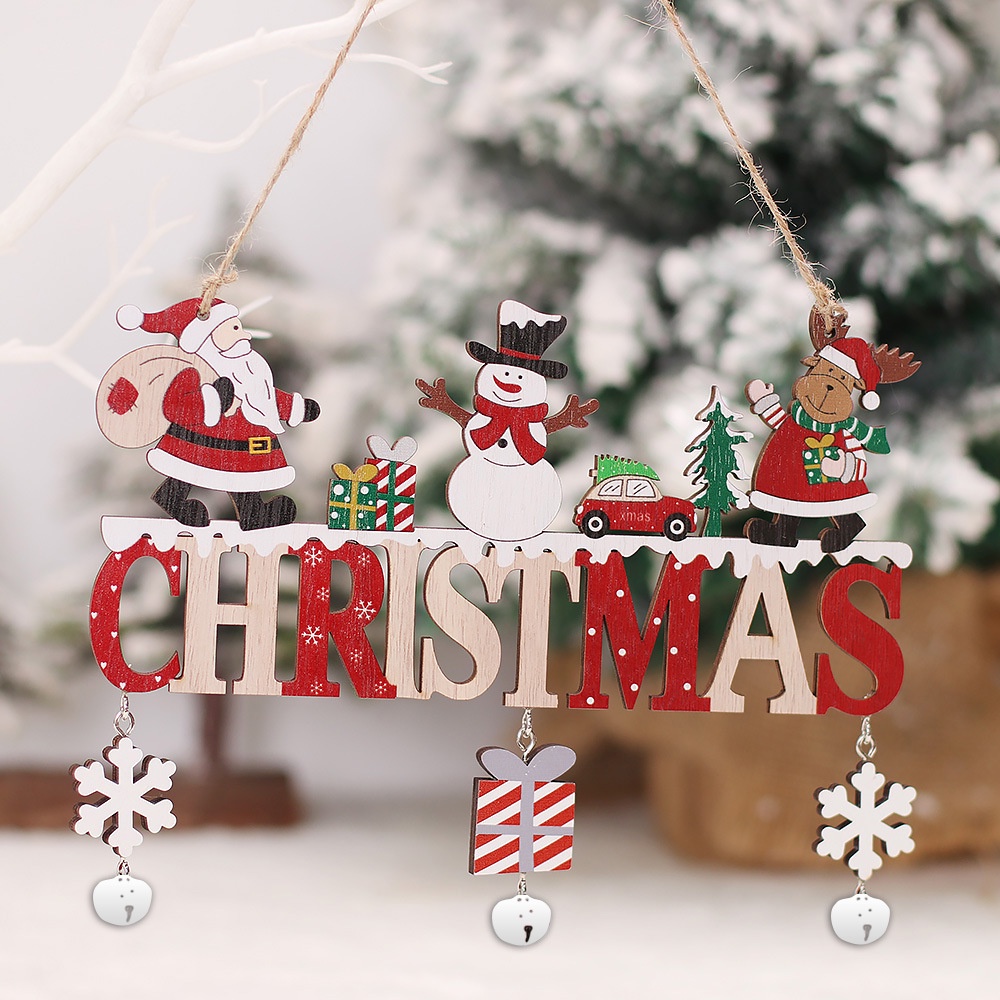 Wooden Christmas Door Hanging Ornament/ Christmas Tree Wood Pendant for ...