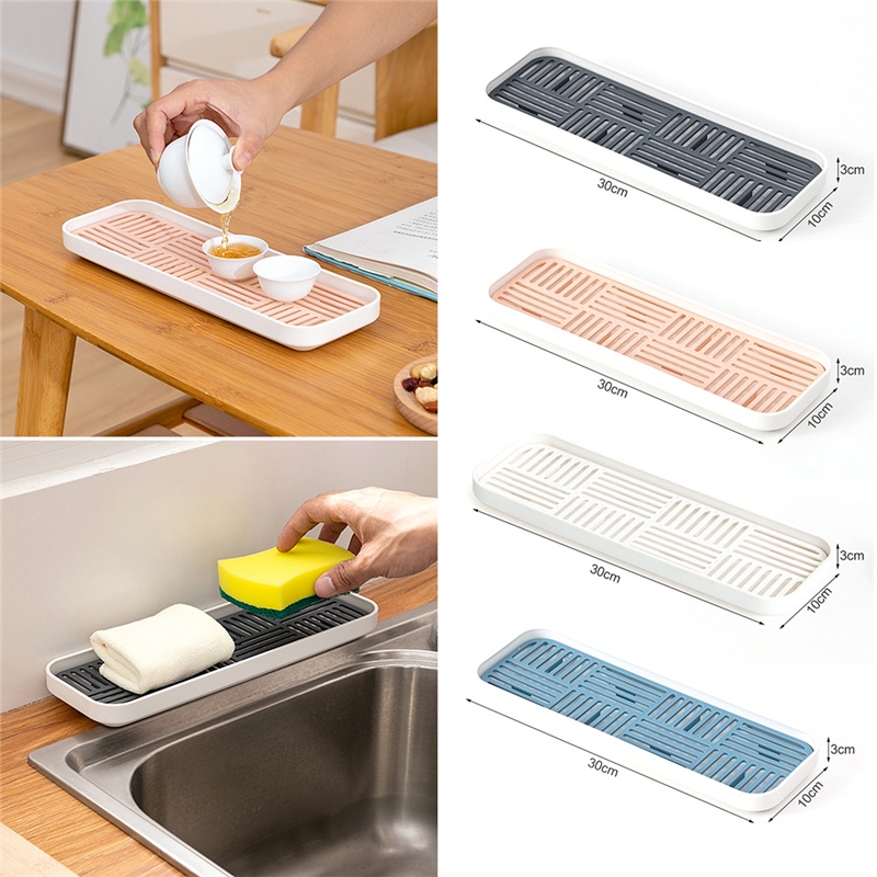 Kitchen Bathroom Tableware Double-layer Storage Dish Drain Tray Sink ...