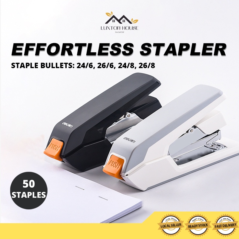 {SG} DELI Effortless Office Stapler 40-50 Sheets Capacity One Finger ...