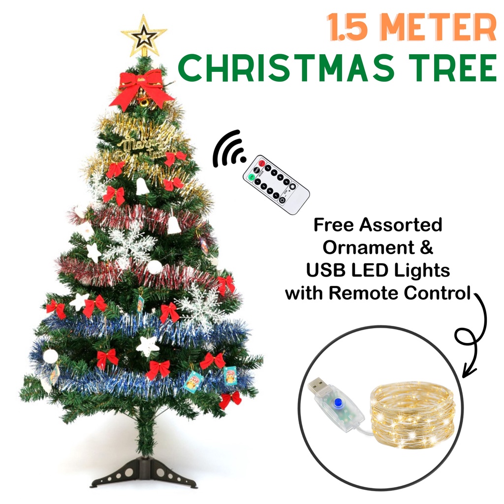 Christmas Tree - 1.5 Meter with Free Assorted Ornaments Decoration ...
