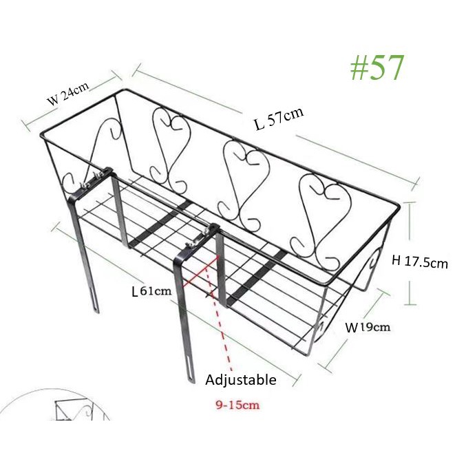 [SG SELLER] Adjustable Hanging Metal Plant Rack Balcony Railing Wall ...